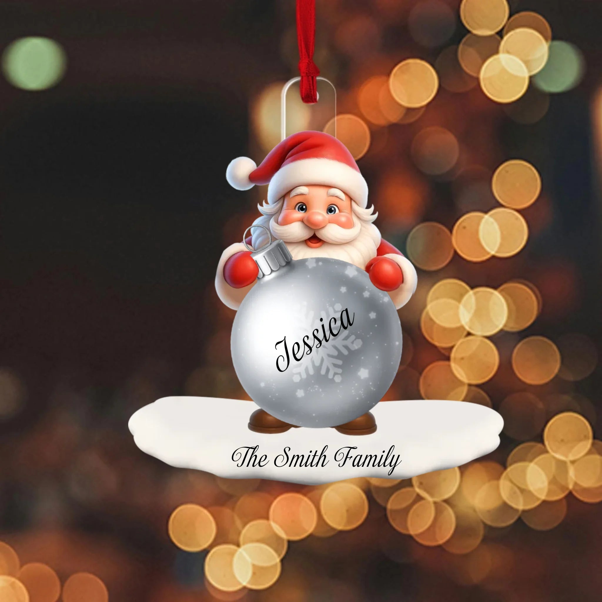 Santa Claus Family Names Custom Family Member Acrylic Ornament – Perso ...